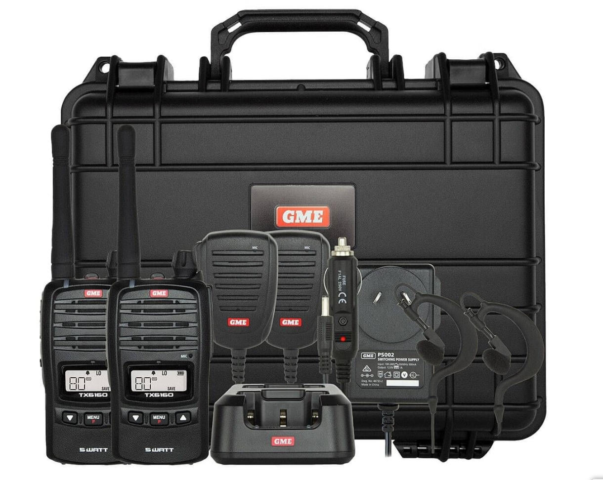 GME TX6160TP Tradie Pack IP67 UHF CB Handheld Portable Two Way Radio ...