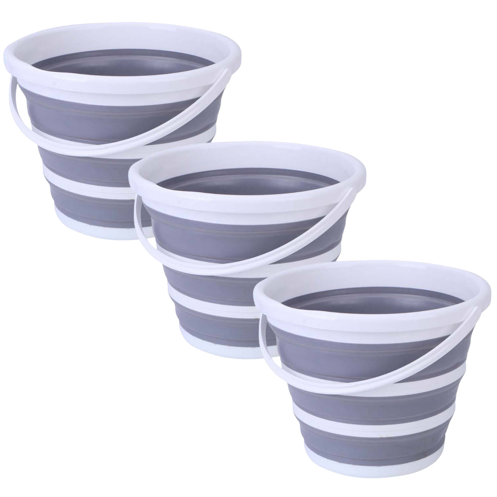 3x 10L Foldable Collapsible Bucket Silicone Hiking/Camping/Fishing - G ...