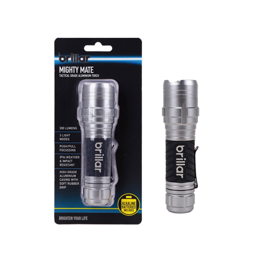 Brillar Mighty Mate Flashlight - 300 Lumen Battery Torch – Outback ...